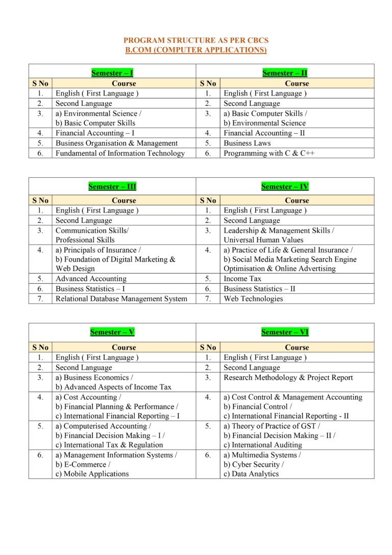 B.Com (Computer Applications) – Villa Marie Degree College for Women